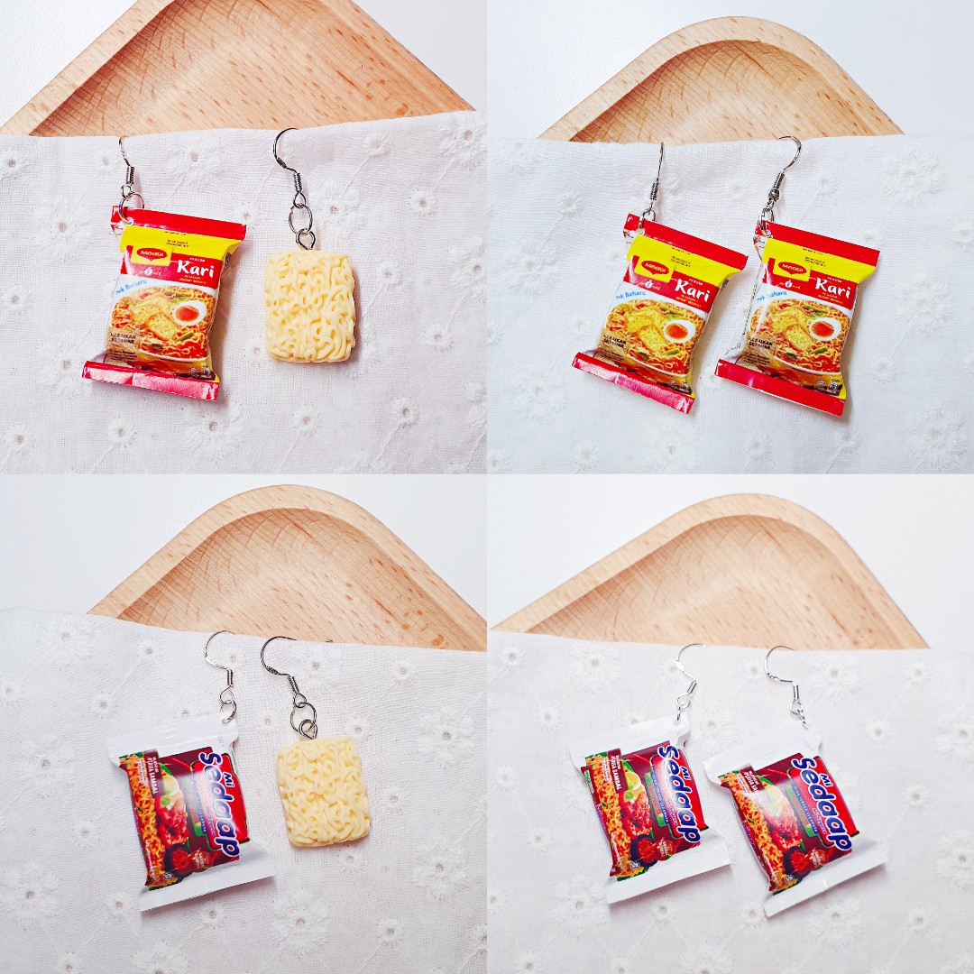 Miniature Maggie mee/Mi Sedap instant noodle earring, Women's Fashion ...