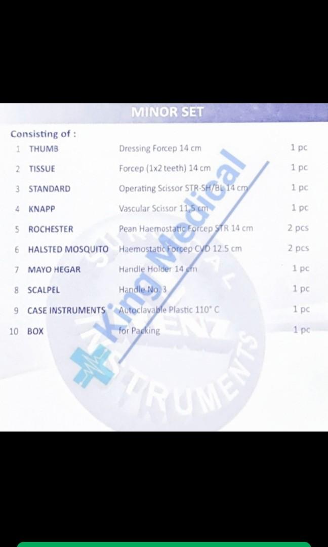 Minor set surgical instrument kit, Serba Serbi, Others di Carousell