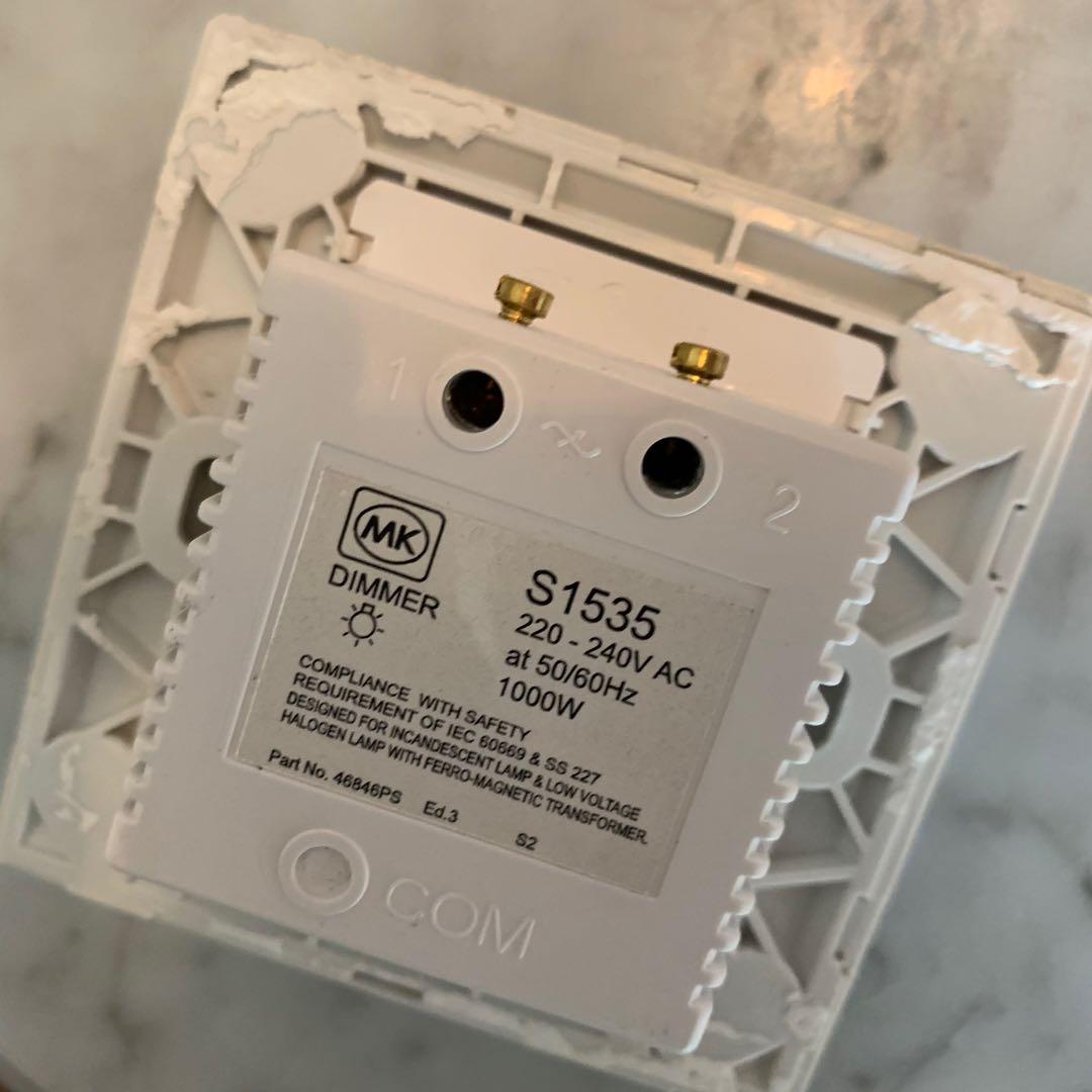 MK Electric 1000w 1 GANG Dimmer S1535, TV & Home Appliances, Electrical ...