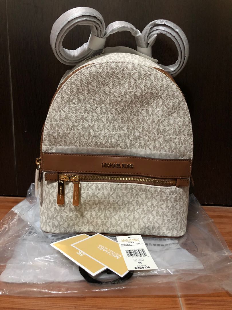 MK Kenly Medium Backpack Signature Vanilla Bag, Women's Fashion, Bags ...