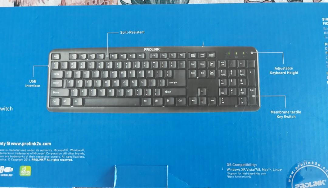 Prolink pkcs 1005 wired keyboard, Computers & Tech, Parts & Accessories ...