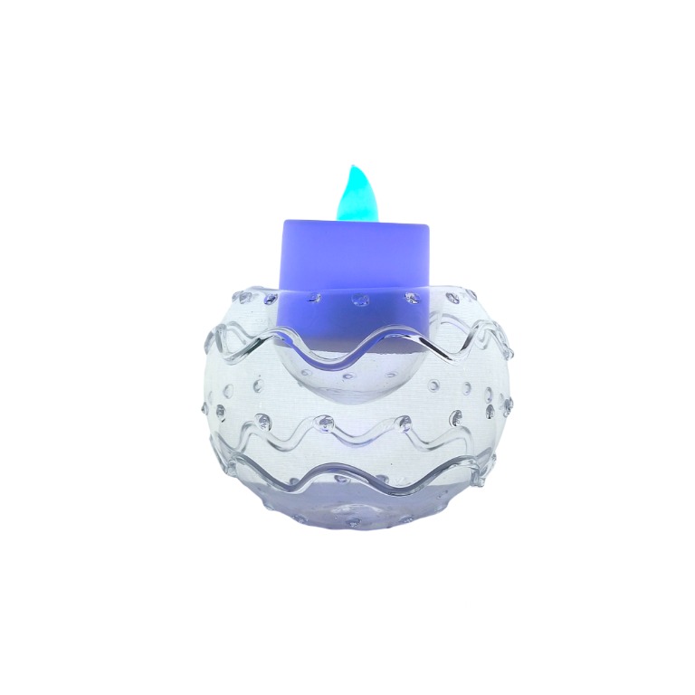 Pyrex Glass Tealight Candle Holder for Table Dotted Curves Design ...