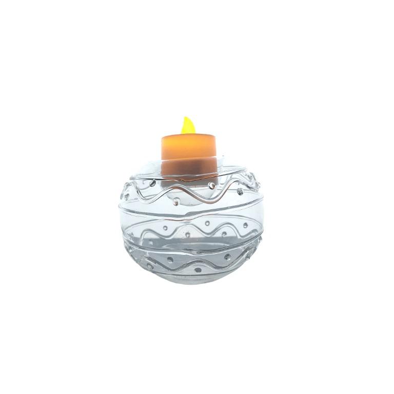 Pyrex Glass Tealight Candle Holder for Table Dotted Curves Design ...