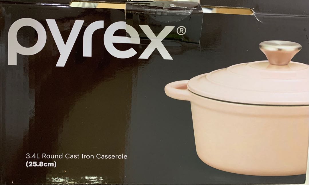 Pyrex Round Cast Iron Casserole 25.8cm, Furniture & Home Living ...