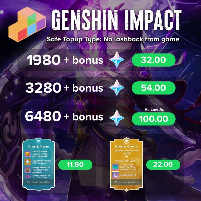 SAFE Topup | Genshin Impact Topup | Genshin impact top up | genshin ...