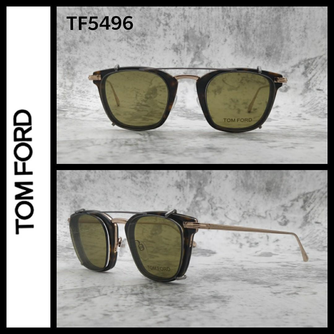 Tom ford tf5496 glasses with clip on sunglasses, 男裝, 手錶及配件, 眼鏡 - Carousell