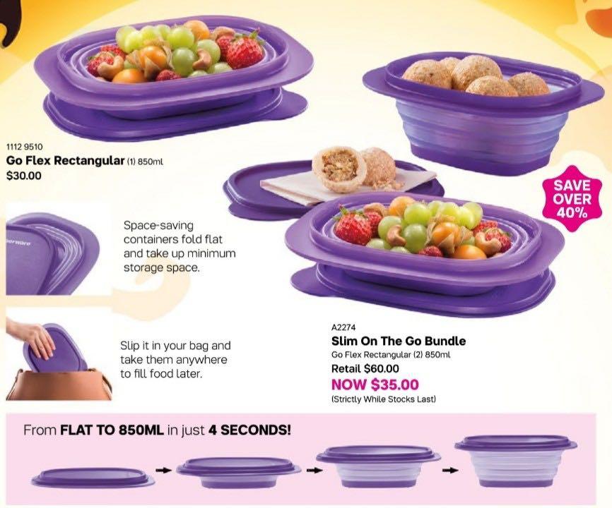 Tupperware Go Flex Rectangular 850ml, Furniture & Home Living ...