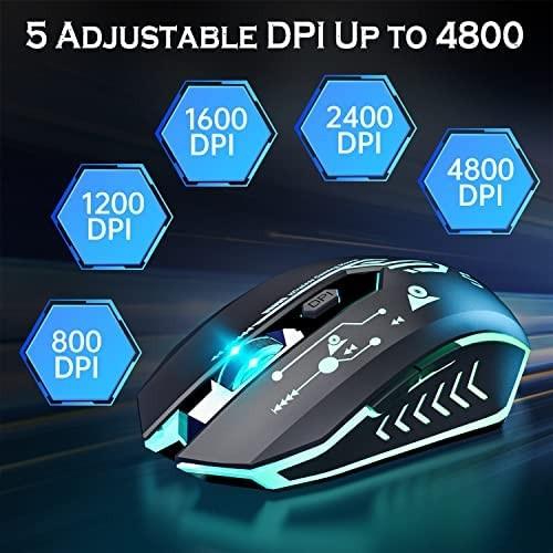 UHURU WM-02Z Wireless Gaming Mouse, 2.4G Wireless Rechargeable Mouse ...