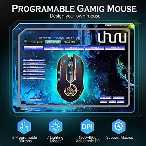 UHURU WM-02Z Wireless Gaming Mouse, 2.4G Wireless Rechargeable Mouse ...