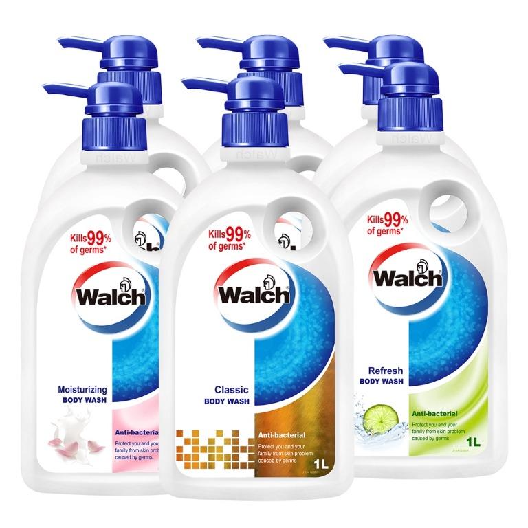 Walch Anti-bacterial Body Wash 1L x 6 Bottles, Beauty & Personal Care ...