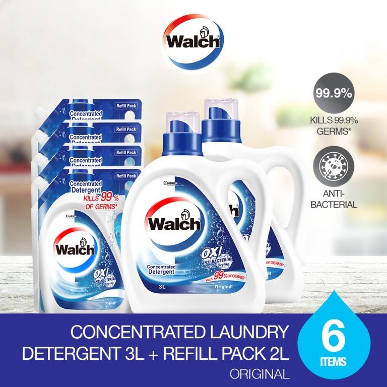 Walch Anti-bacterial Concentrated Laundry Detergent 3L x 2 Bottles ...