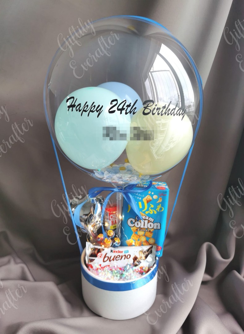 Birthday snack hamper | birthday surprise | customised hot air balloon ...