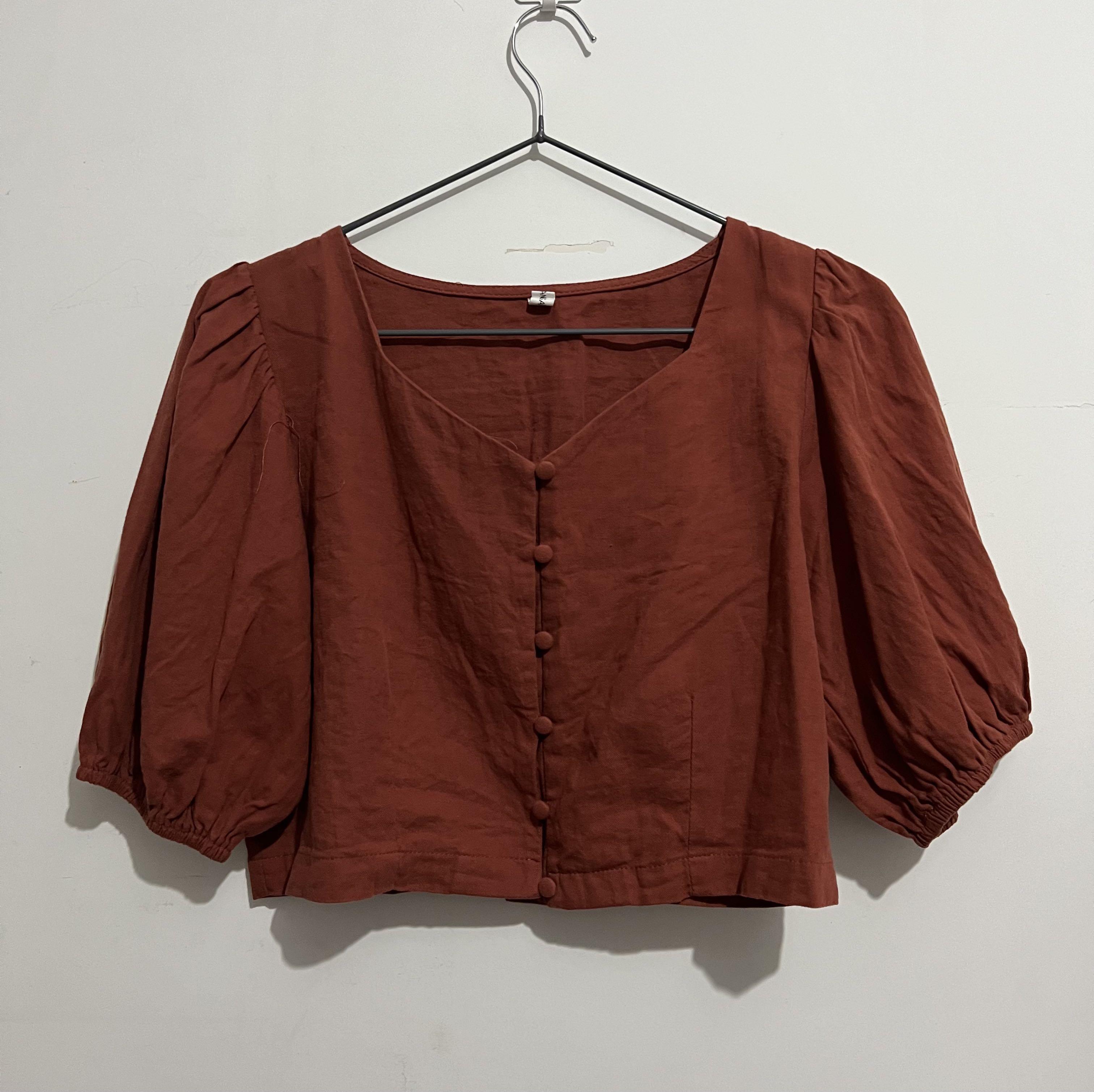 brick red top, Women's Fashion, Tops, Blouses on Carousell