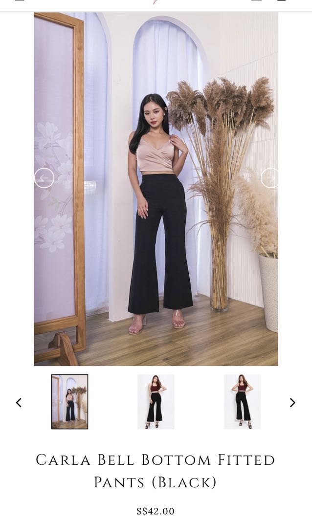 Carla Bell Bottom Fitted Pants (Black), Women's Fashion, Bottoms, Jeans ...