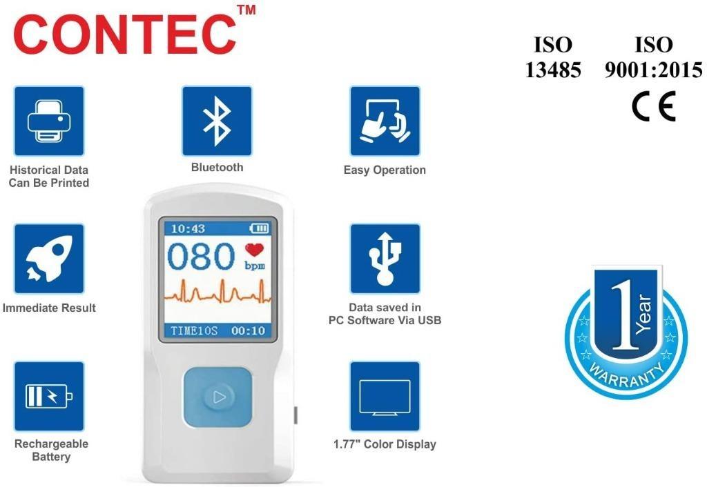 CONTEC PM10 ECG EKG Monitor Holter Electrocardiogram Heart Rate Beat ...