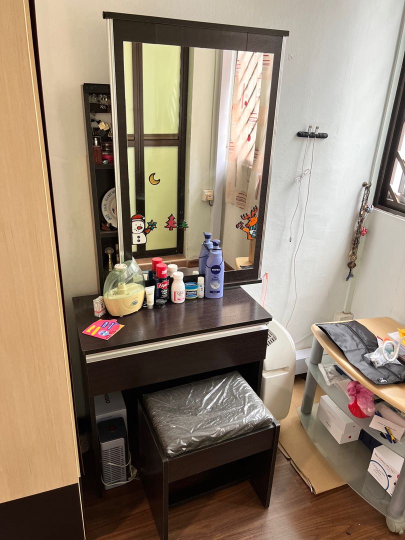 Dressing table with sliding mirror door, Furniture & Home Living ...