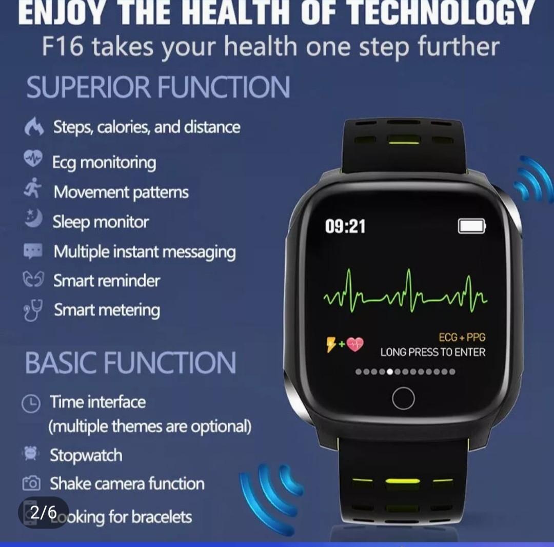 F16 smart watch with ECG and BP monitor, Luxury, Watches on Carousell