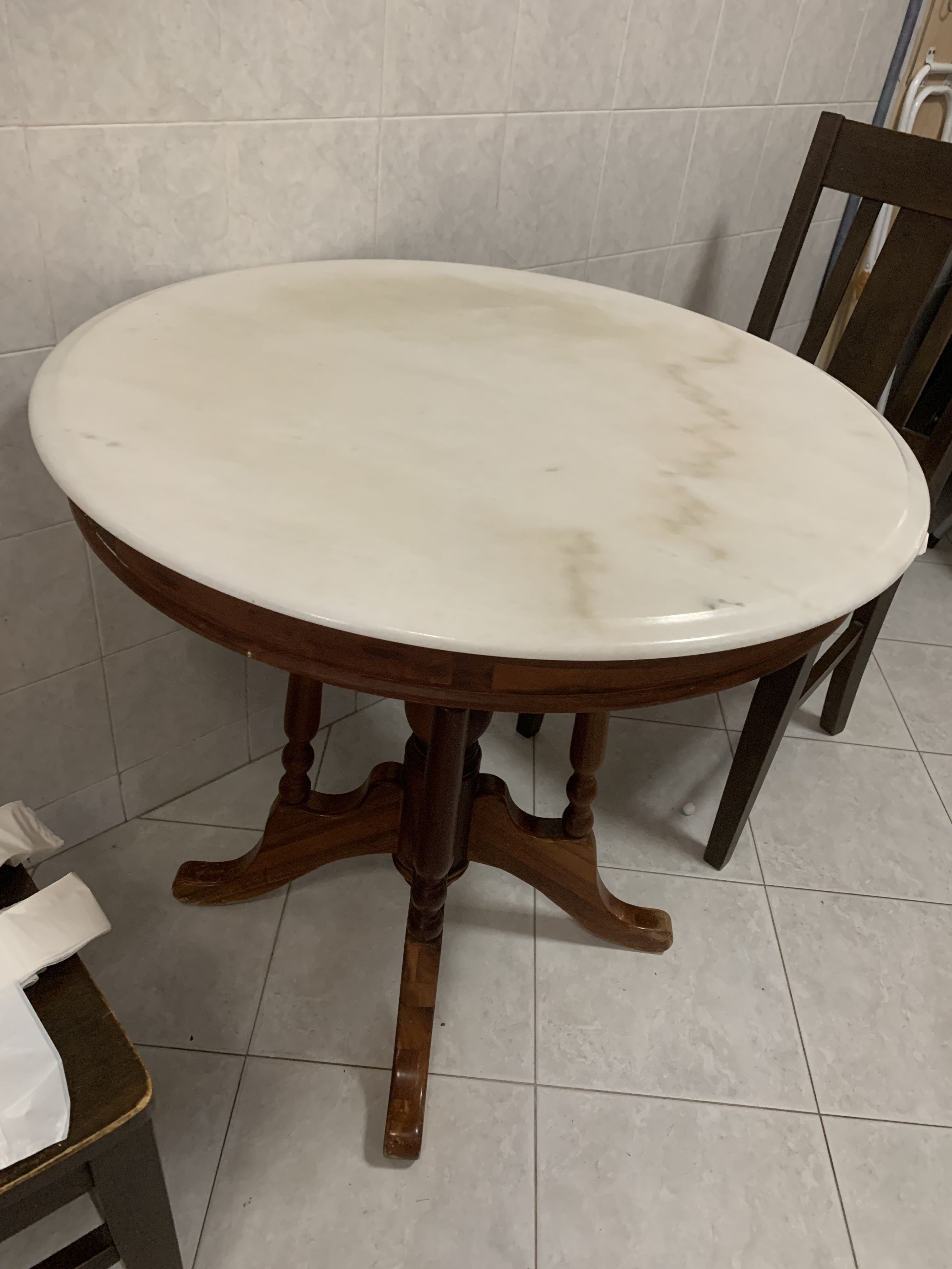 Fast sale !!! Round Mable Top Dining Table, Furniture & Home Living ...