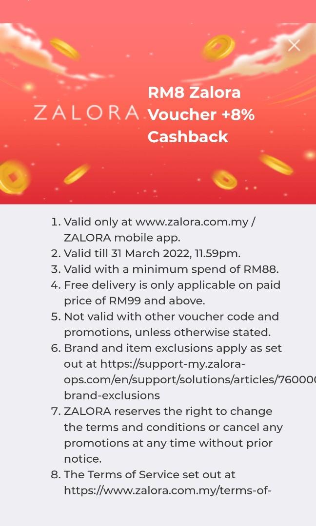 Free RM8 zalora voucher, Tickets & Vouchers, Vouchers on Carousell