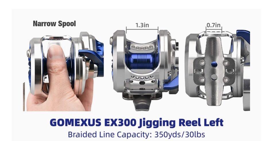 Gomexus EX300L lefty overhead jigging fishing reel, Sports Equipment ...