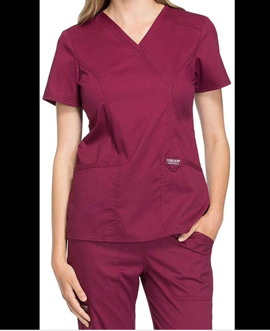 Maroon Scrub Top and Bottom Set, Women's Fashion, Tops, Other Tops on ...
