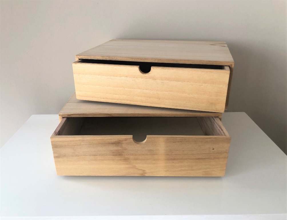 Modular-Style! TWO BLOCKS OF DESKTOP WOODEN Drawer Units (Total Size ...
