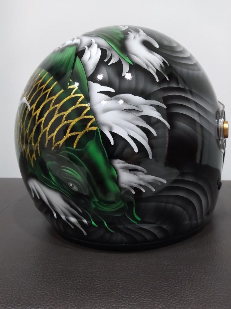 Newly airbrush koi fish helmet, Motorcycles, Motorcycle Apparel on ...