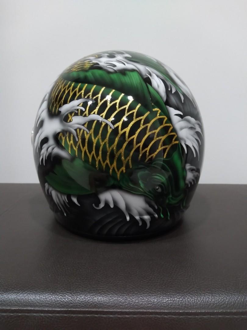 Newly airbrush koi fish helmet, Motorcycles, Motorcycle Apparel on ...