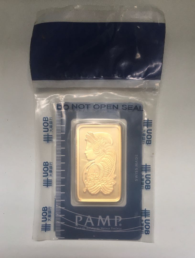 PAMP 100g Gold Bar in UOB Seal, Hobbies & Toys, Memorabilia & Collectibles, Currency on Carousell