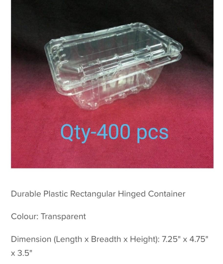 Plastic rectangular hinged container, Everything Else on Carousell