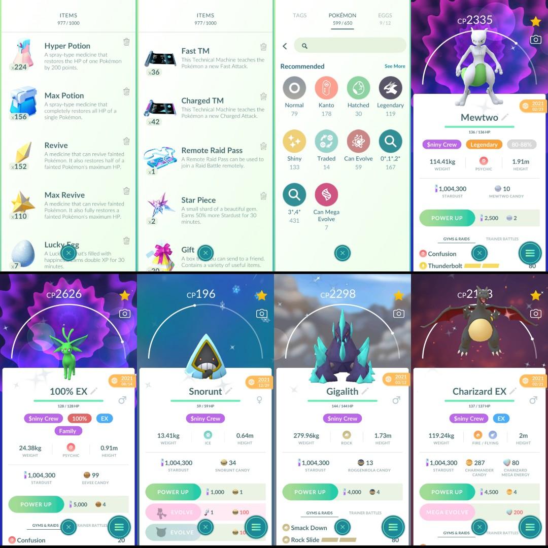 Pokemon Go Account For Sale With 133 Shiny and 119 Legendary With 203 ...