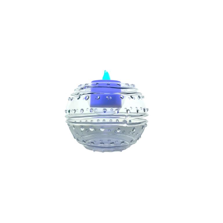 Pyrex Glass Tealight Candle Holder for Table Dotted Line Design ...