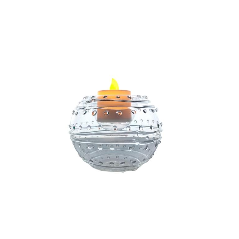 Pyrex Glass Tealight Candle Holder for Table Dotted Line Design ...