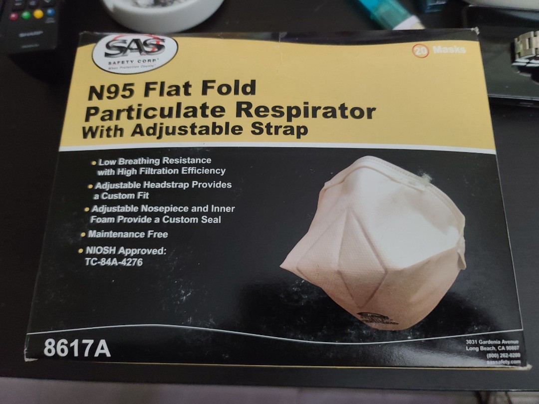 SAS 8617A 平摺式 N95口罩 獲得NIOSH批准:TC-84A-4276 少量現貨，每隻獨立包裝, 健康及營養食用品, 口罩、面罩 ...