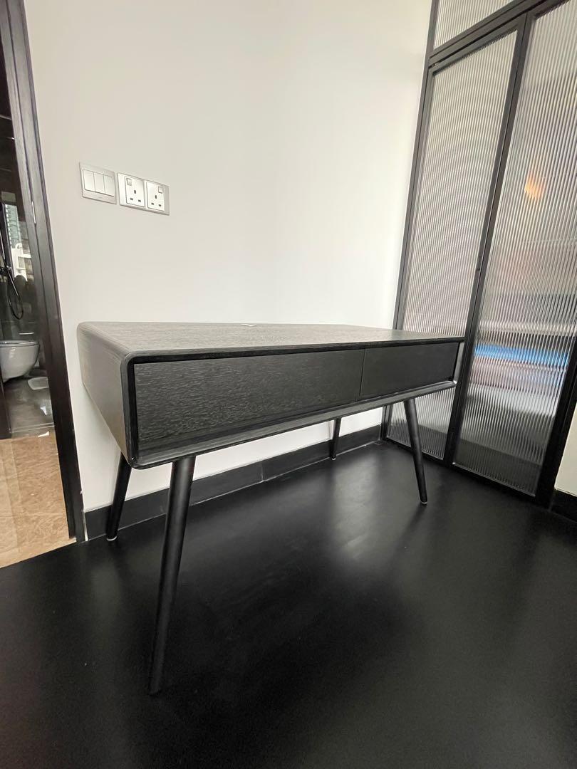 Sleek all black teakwood study table, Furniture & Home Living ...