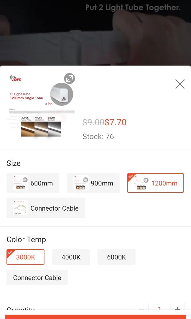 T5 length 1m LED tube x5, Furniture & Home Living, Lighting & Fans ...