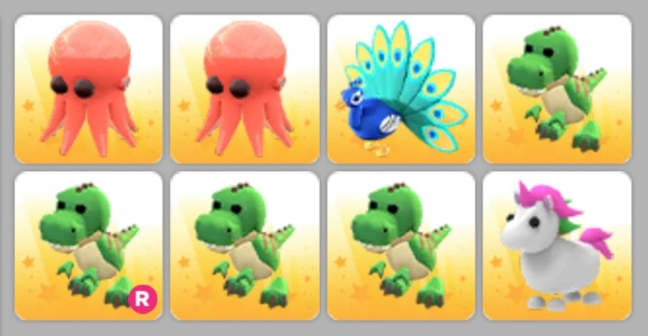 Adopt Me Pet Bundle - Octopus | Peacock | T Rex | Unicorn, Video Gaming ...