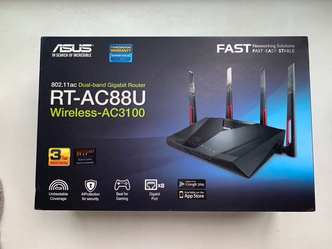 ASUS RT-AC88U wireless -AC3100 Dual-Band Gigabit Router, Computers ...