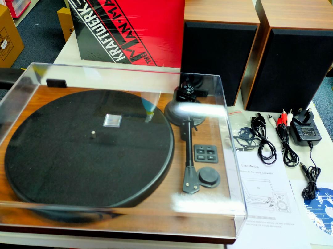 Bluetooth Record Player Wireless Turntable HiFi System Wooden Bluetooth ...