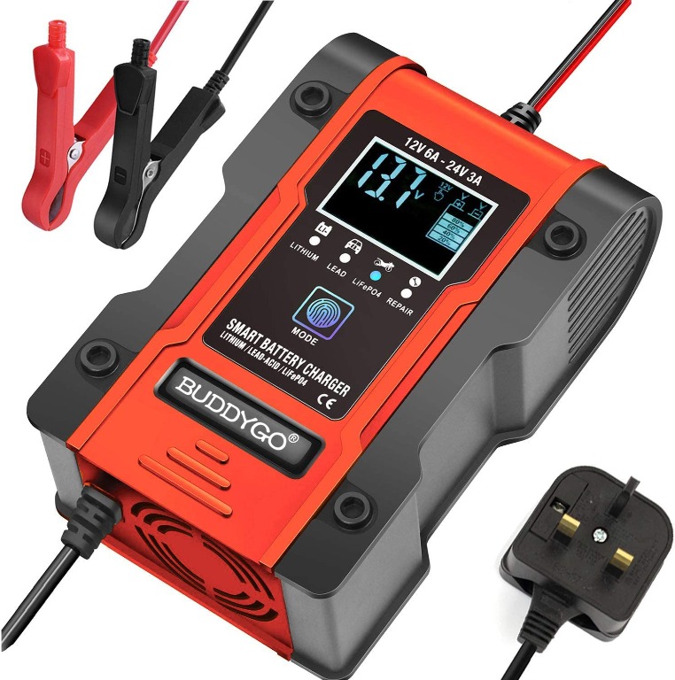 [C5448] BUDDYGO [New Upgrade] Car Battery Charger, 12V/24V 6Amp ...