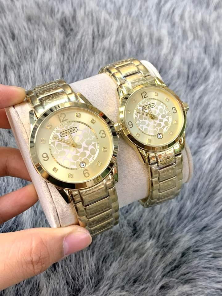 COACH COUPLE ALL GOLD AUTHENTIC WATCH, Women's Fashion, Watches ...