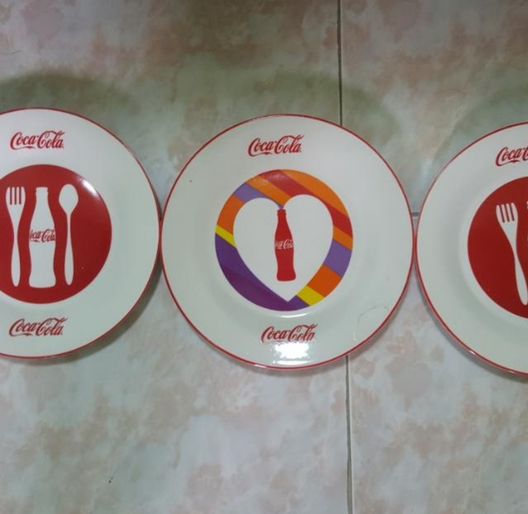 Coca Cola Plate (SET), Furniture & Home Living, Kitchenware & Tableware ...