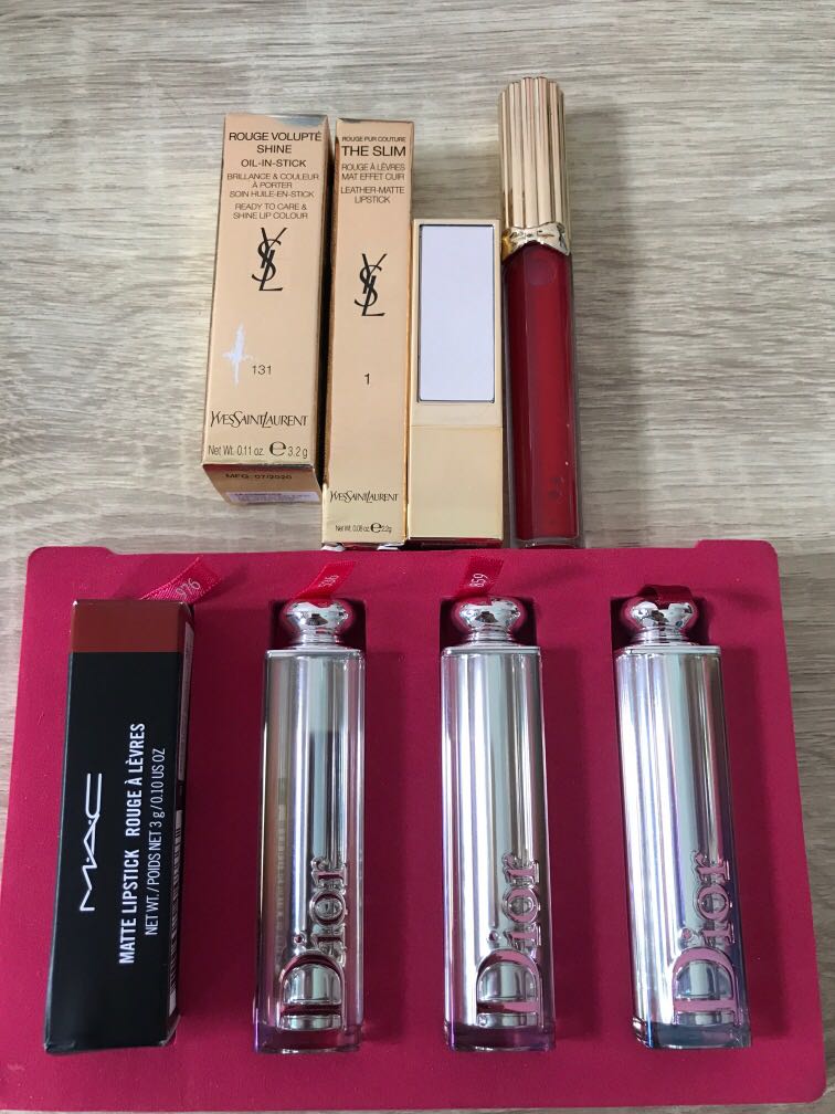 DIOR YSL MAC ESTEE LAUDER FULL SIZE Lipsticks Red Pink Rosewood ROUGE VOLUPTE SHINE PUR COUTURE ...