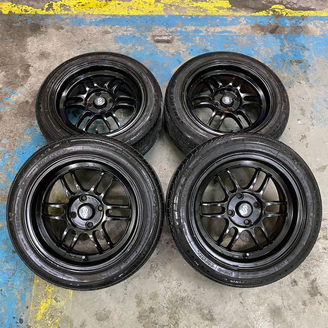 Enkei RPF1 15 inch sports rim Bezza tyre 70%, Auto Accessories on Carousell