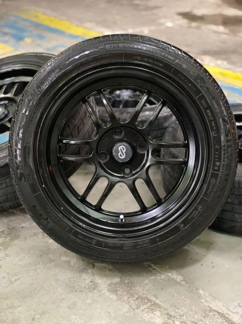 Enkei RPF1 15 inch sports rim Bezza tyre 70%, Auto Accessories on Carousell