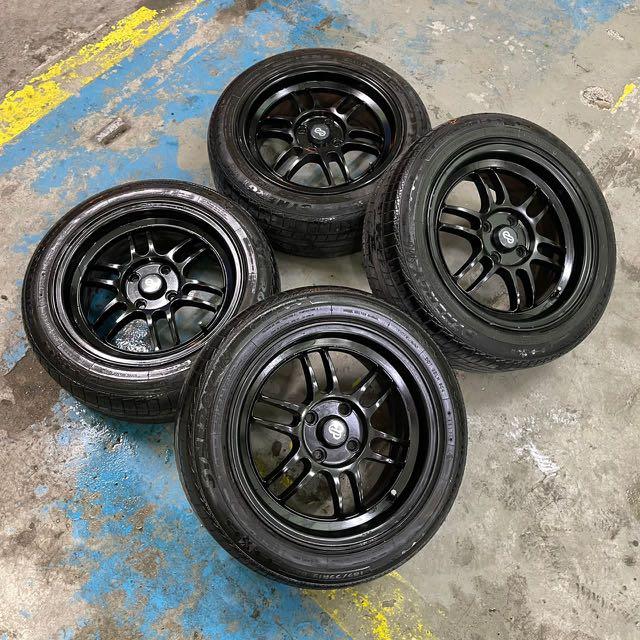 Enkei RPF1 15 inch sports rim Bezza tyre 70%, Auto Accessories on Carousell