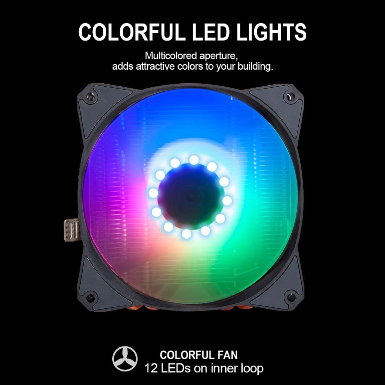 GOLDEN FIELD Z100 CPU Cooler, 4 Heatpipes Heatsink, 120mm LED Cooling ...
