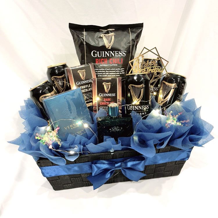 Guinness Combo Basket with perfume, Food & Drinks, Gift Baskets ...