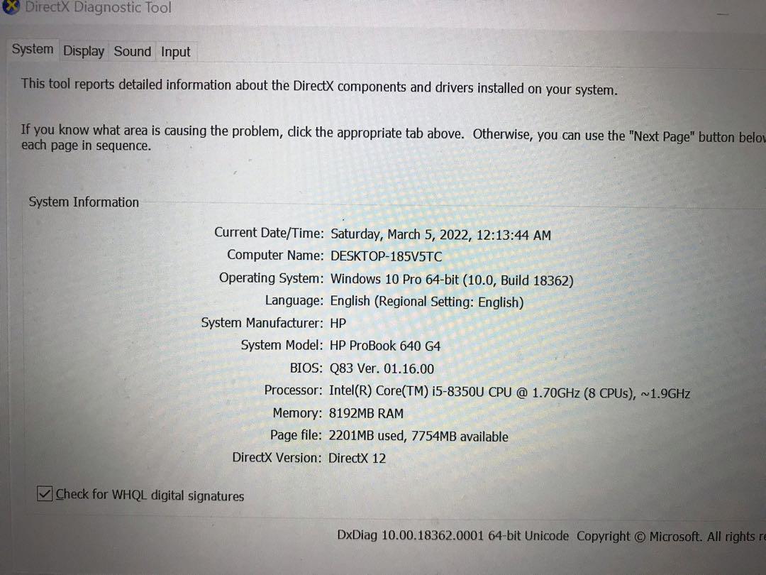 hp probook 640 G4/ fingerprint reader/ intel core i5-8th generation ...