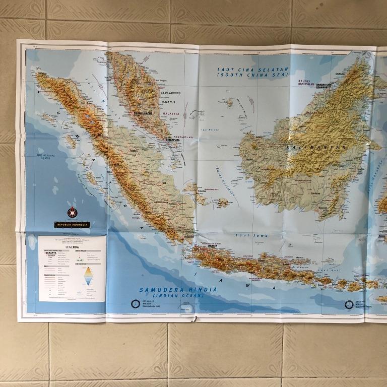 Huge Indonesia Wall Map 0.7m x 1.8m, Hobbies & Toys, Memorabilia ...